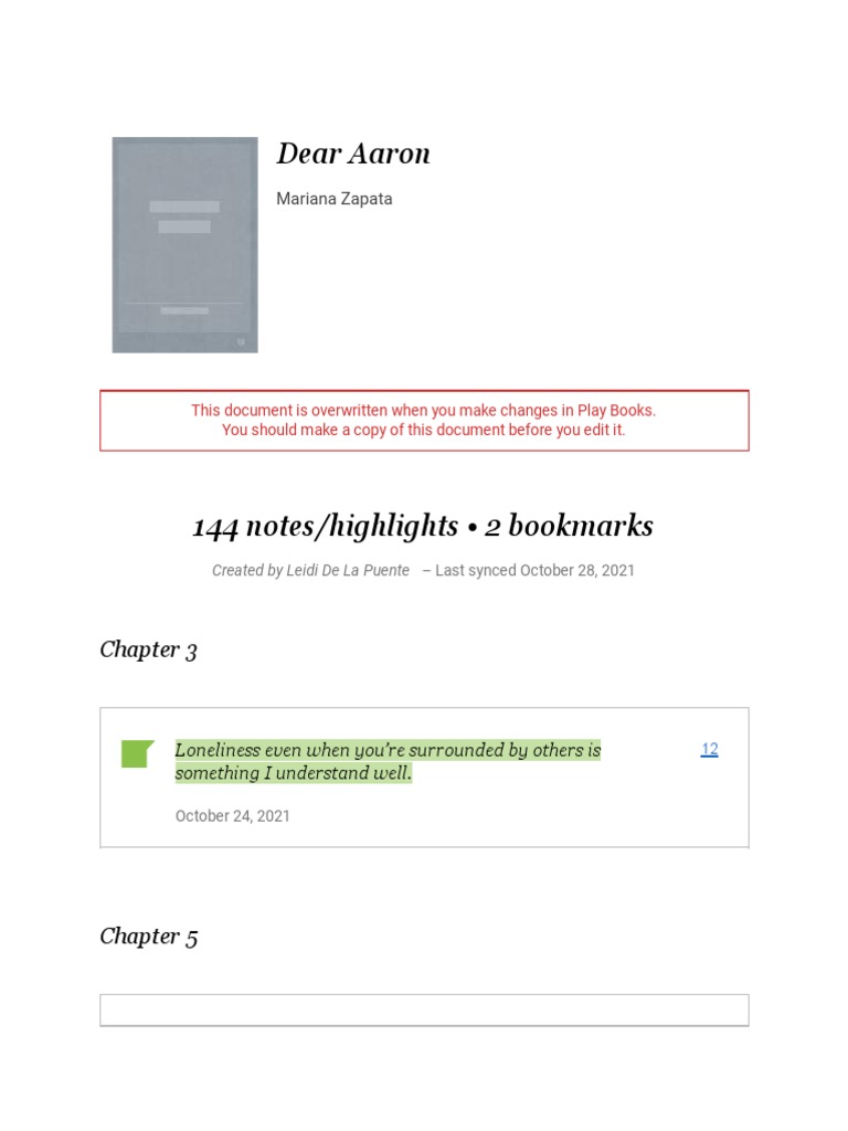 Notes From "Dear Aaron" | PDF | Home & Garden | Poetry