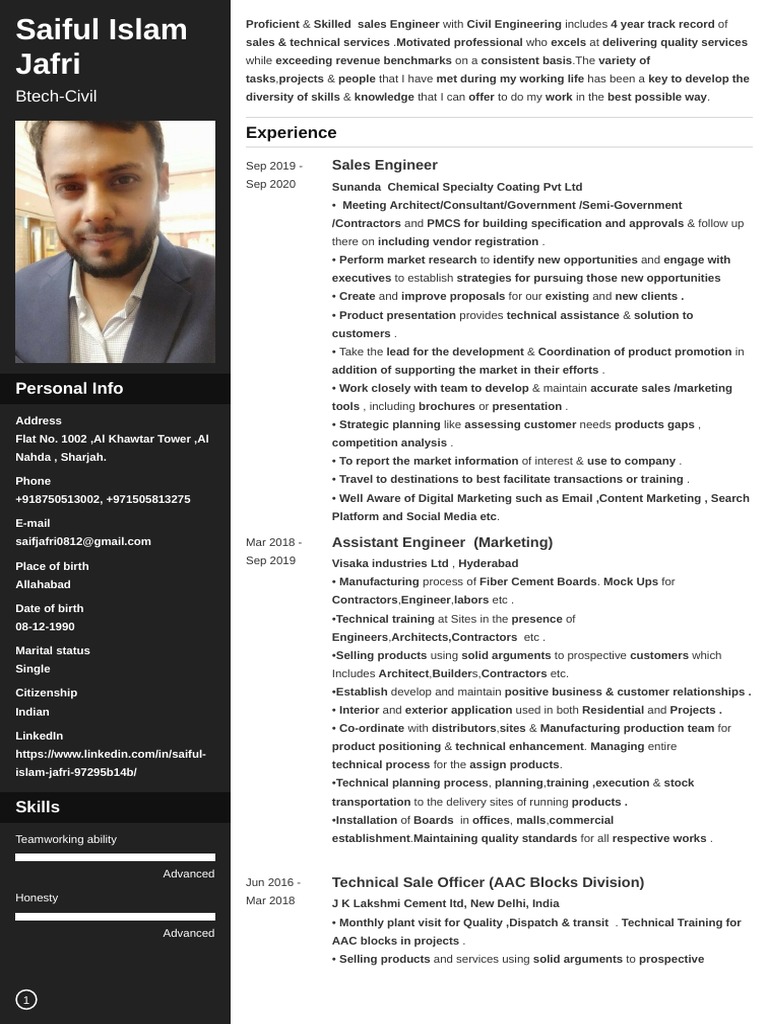 Saiful Islam Jafri Resume | PDF | Sales | Marketing