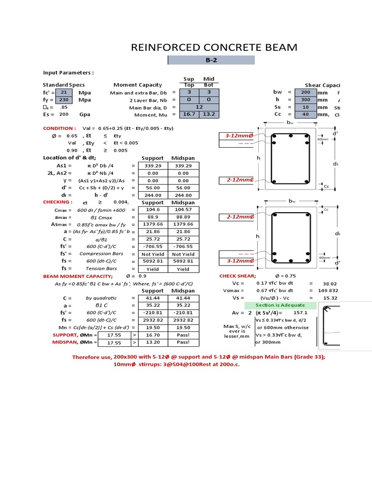 Reinforced Concrete Beam: Location of D' & DT | PDF | Building ...