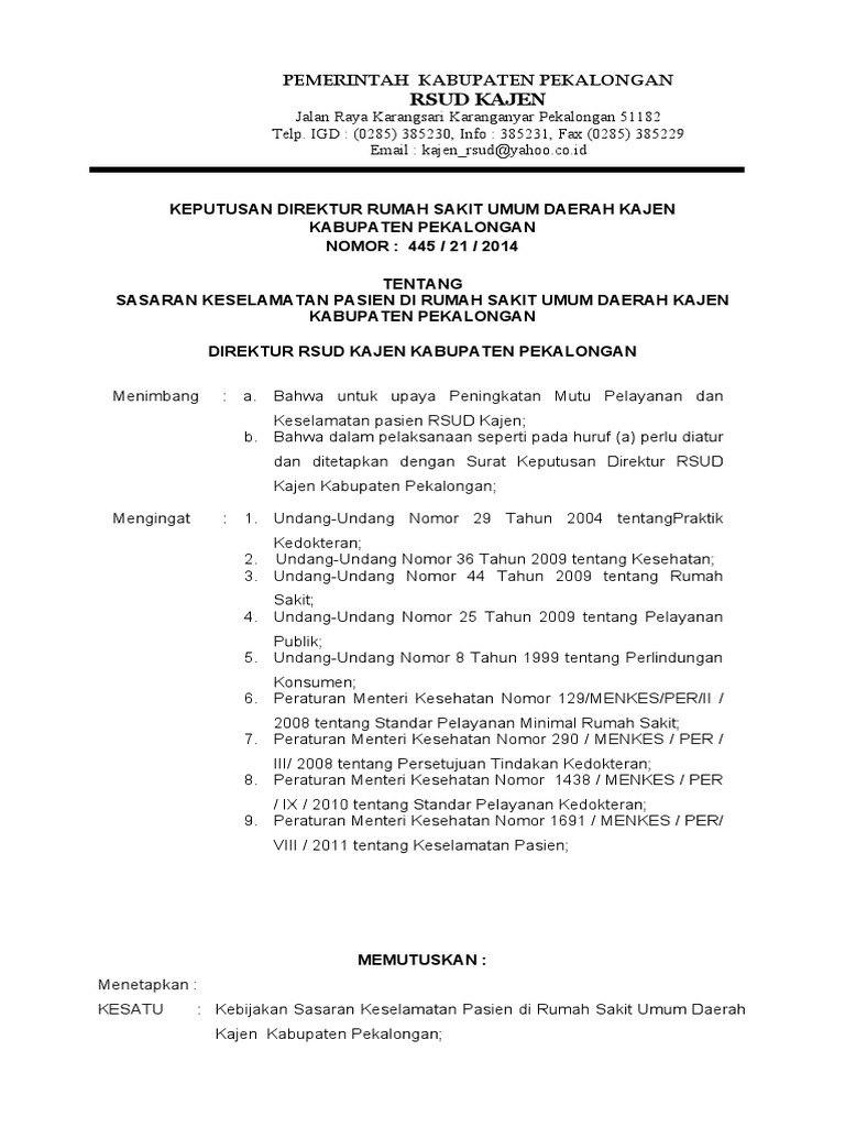 SK Pemberlakuan Pedoman SKP | PDF