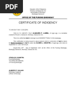 Barangay Indigency Form | PDF