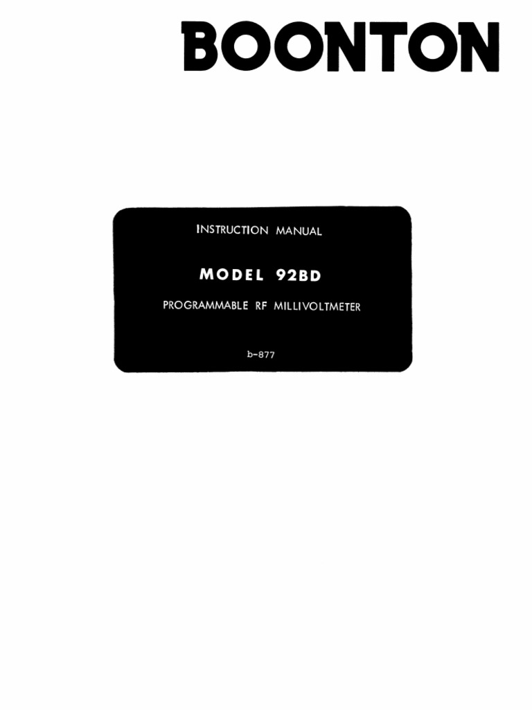 Boonton 92BD Programmable RF Voltmeter Operations Manual | PDF