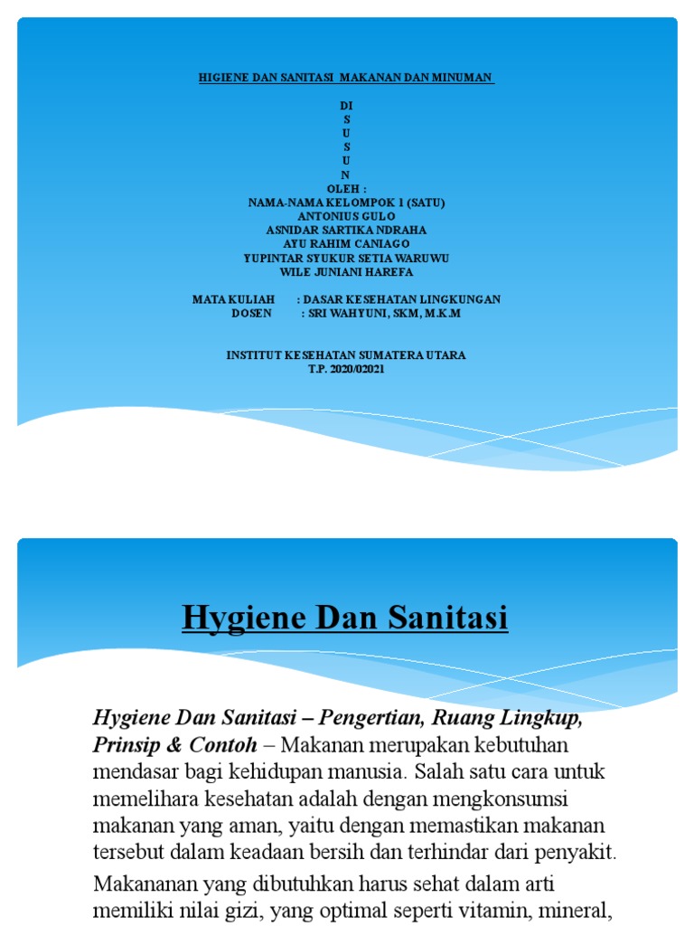 Hygiene Dan Sanitasi Makanan Dan Minuman Prinsip Dasar Untuk