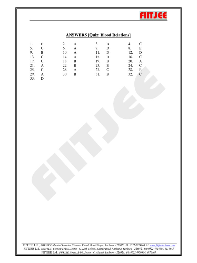 Quiz - Blood Relation Answer | PDF