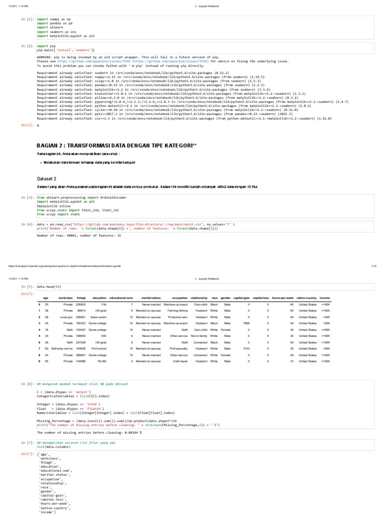 Bagian 2: Transformasi Data Dengan Tipe Kategori : 'Install' 'Seaborn' | PDF | Integer (Computer ...