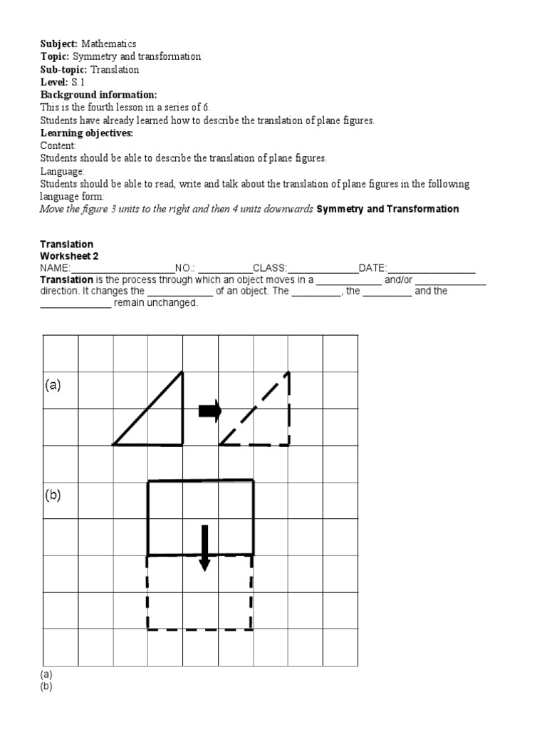 Translating Plane Figures: Students Practice Describing Translations of ...