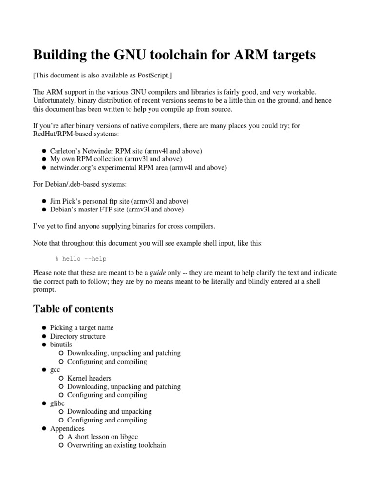 Building The GNU Toolchain For ARM Targets: % Hello - Help | PDF | Arm ...
