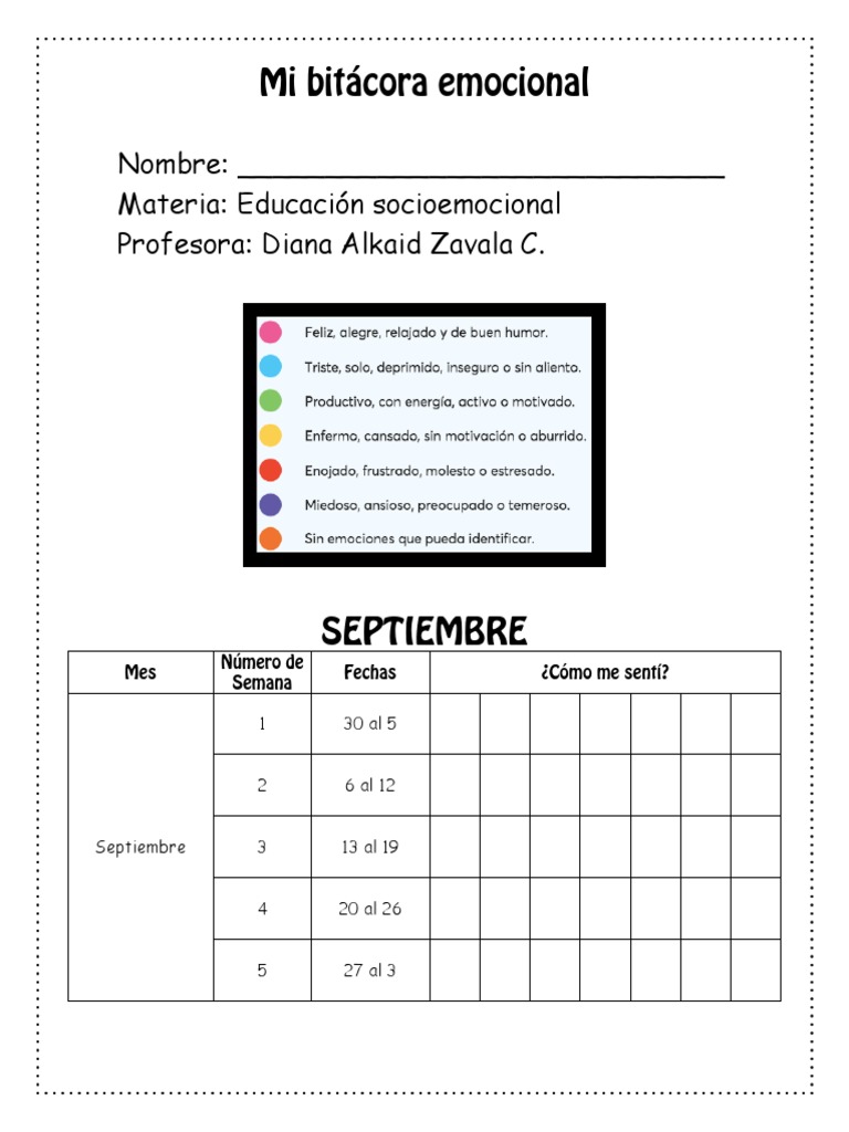 Mi bitácora emocional | PDF