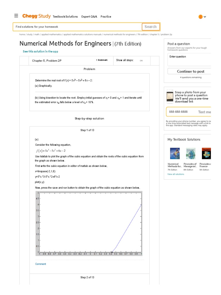 Solved - Determine The Real Root of F (X) 5x3 - 5x2 + 6x - 2 - (... | PDF | Numerical Analysis ...