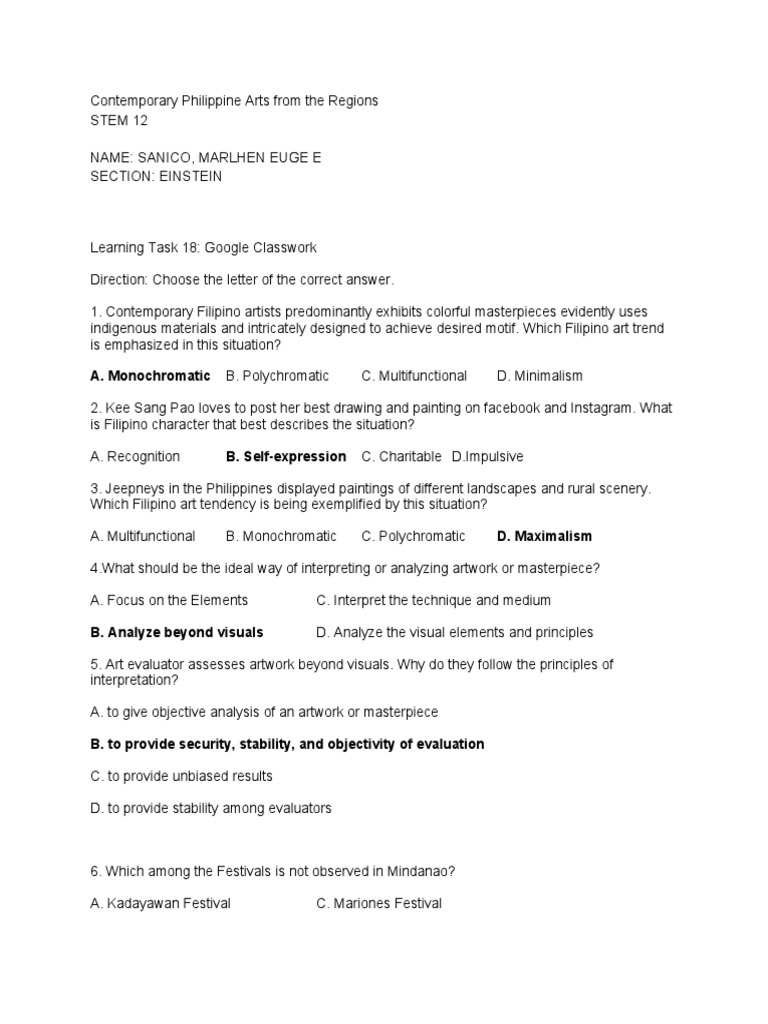 Learning Task 18 | PDF | Philippines | Paintings