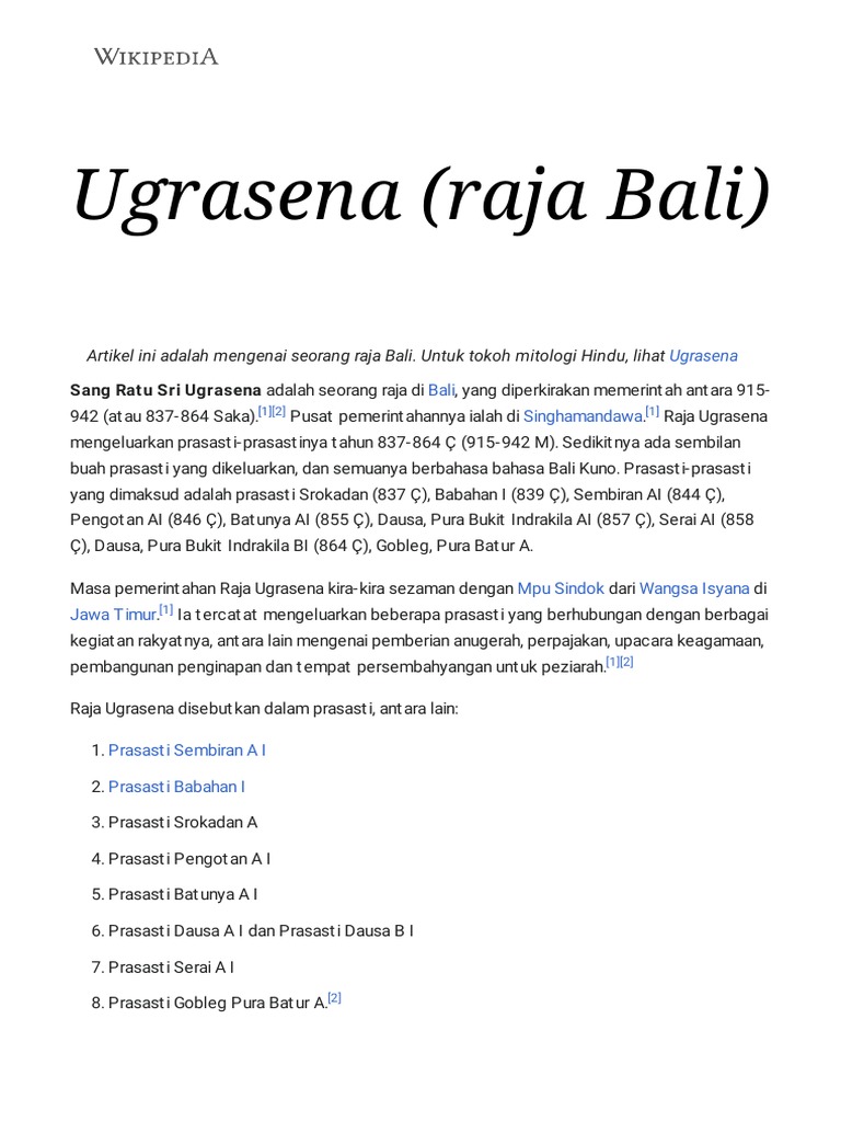 Raja Ugrasena: Sejarah dan Prasasti Bali | PDF | Ilmu Sosial | Agama ...