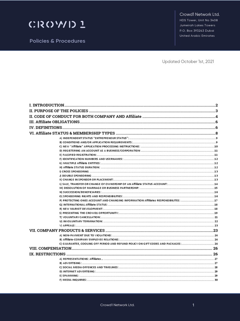 ICT Crowd1 Policies Procedures | PDF | Employment | Dubai