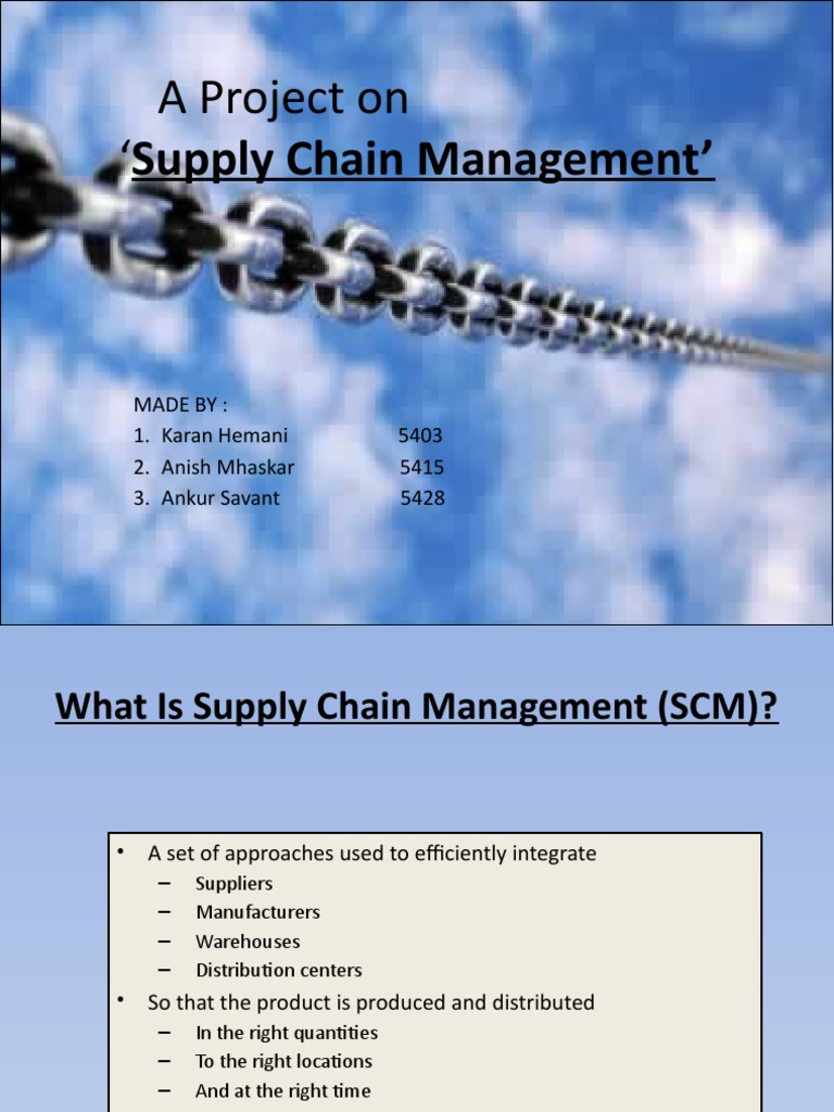 A Project On Supply Chain Management' | PDF | Supply Chain Management ...