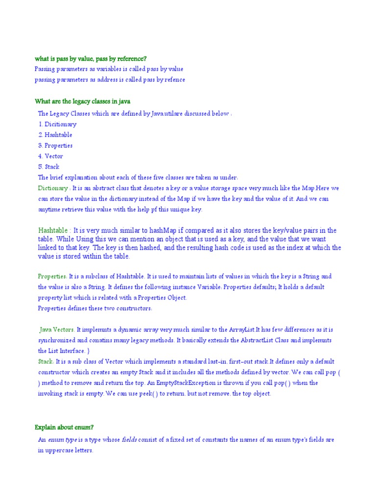 Pass by Value vs Reference and Java Legacy Classes | PDF | Method ...