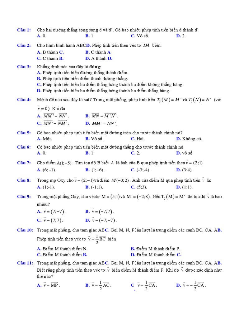 BT PHÉP TÍNH TIẾN+PHÉP QUAY | PDF