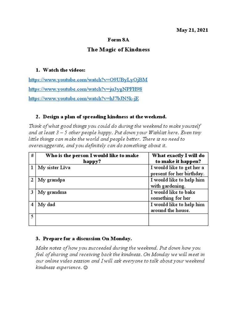May 21 - Kindness Project | PDF