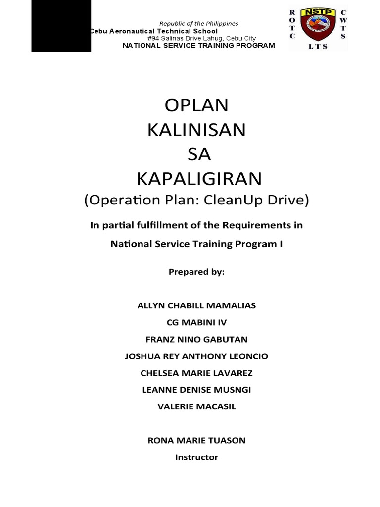 Oplan Kalinisan: Community Cleanup Drive | PDF | Health Sciences ...