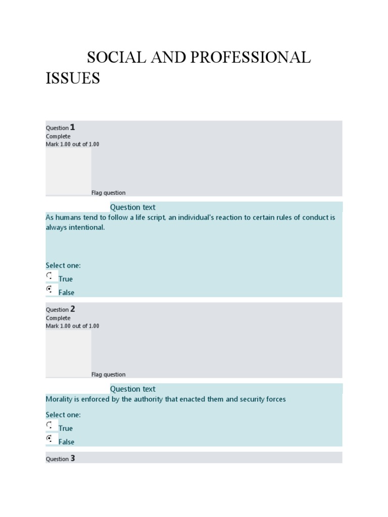 Social and Professional Issues PQ1-Midterm Exam | PDF | Privacy | Morality