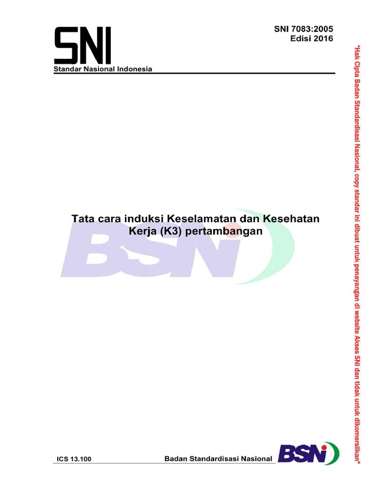 SNI 7083-2005 - Tata Cara Induksi K3 Pertambangan | PDF