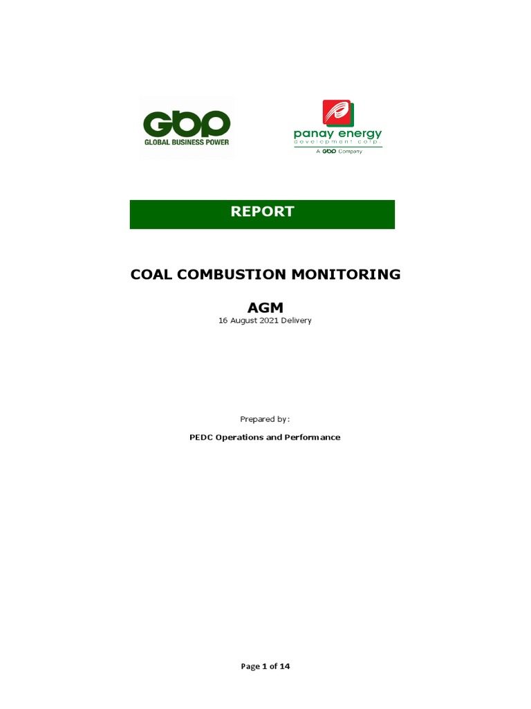 Coal Combustion Monitoring Report AGM Rev01 | PDF | Coal | Chemistry