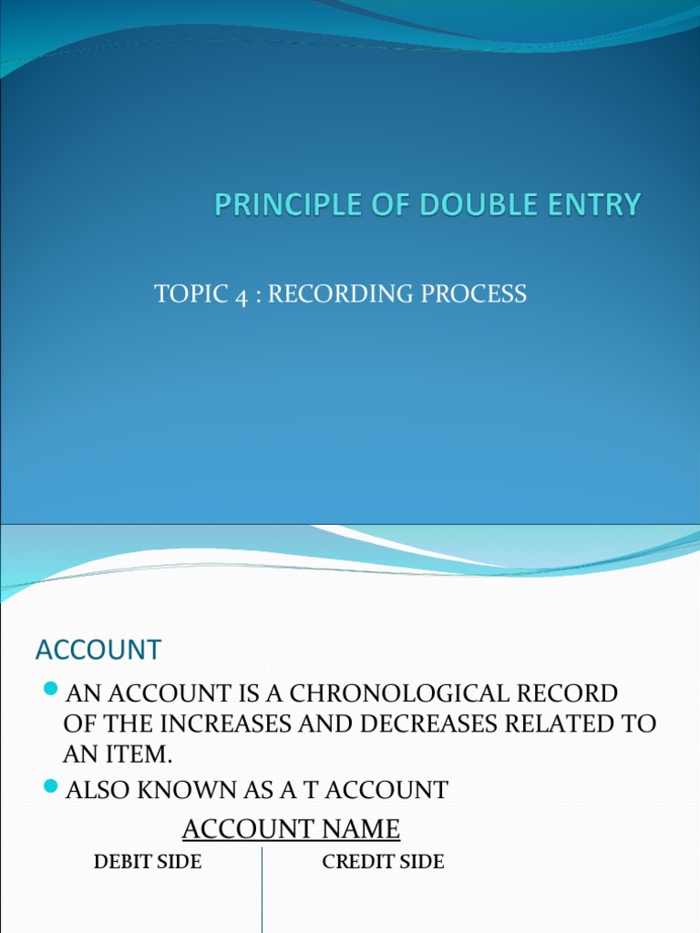 ACC406 - Topic 4 Double Entry | PDF
