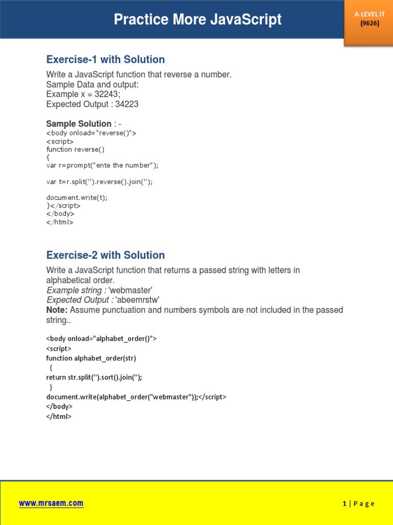 Practice For Javascript Pdf String Computer Science Java Script 