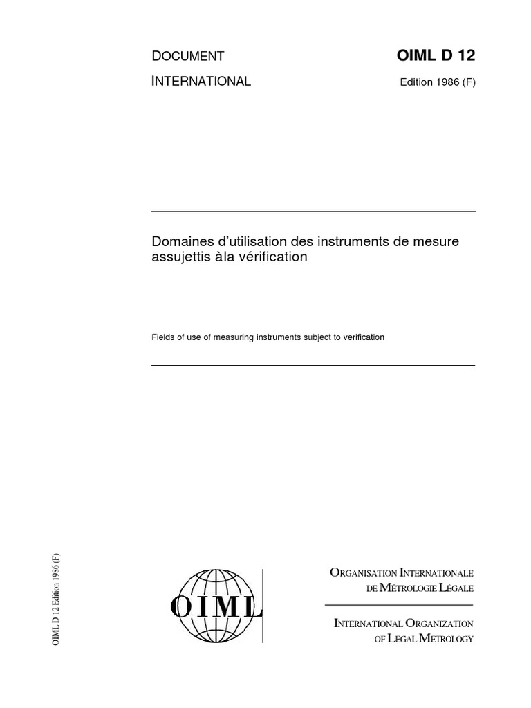 Oiml D 12: Ocument Nternational | Download Free PDF | Métrologie ...