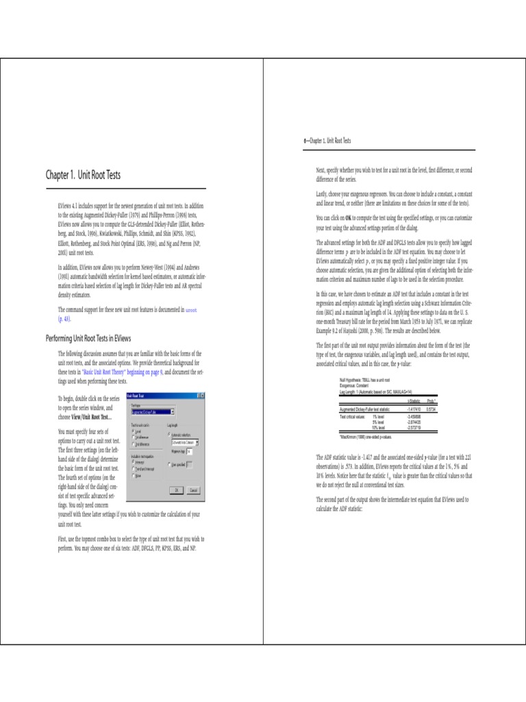 Performing Unit Root Tests In Eviews Pdf Ordinary Least Squares Autoregressive Model