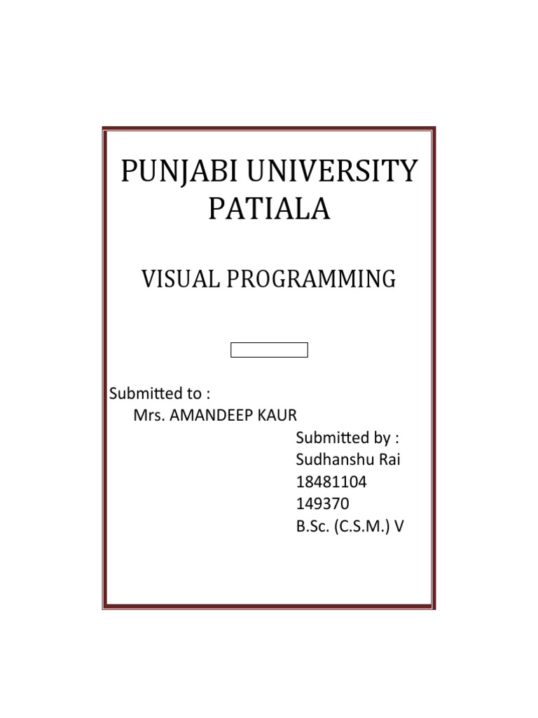 Sudhanshu Rai Visual Programming Practical File PDF | PDF | Matrix (Mathematics) | Numbers