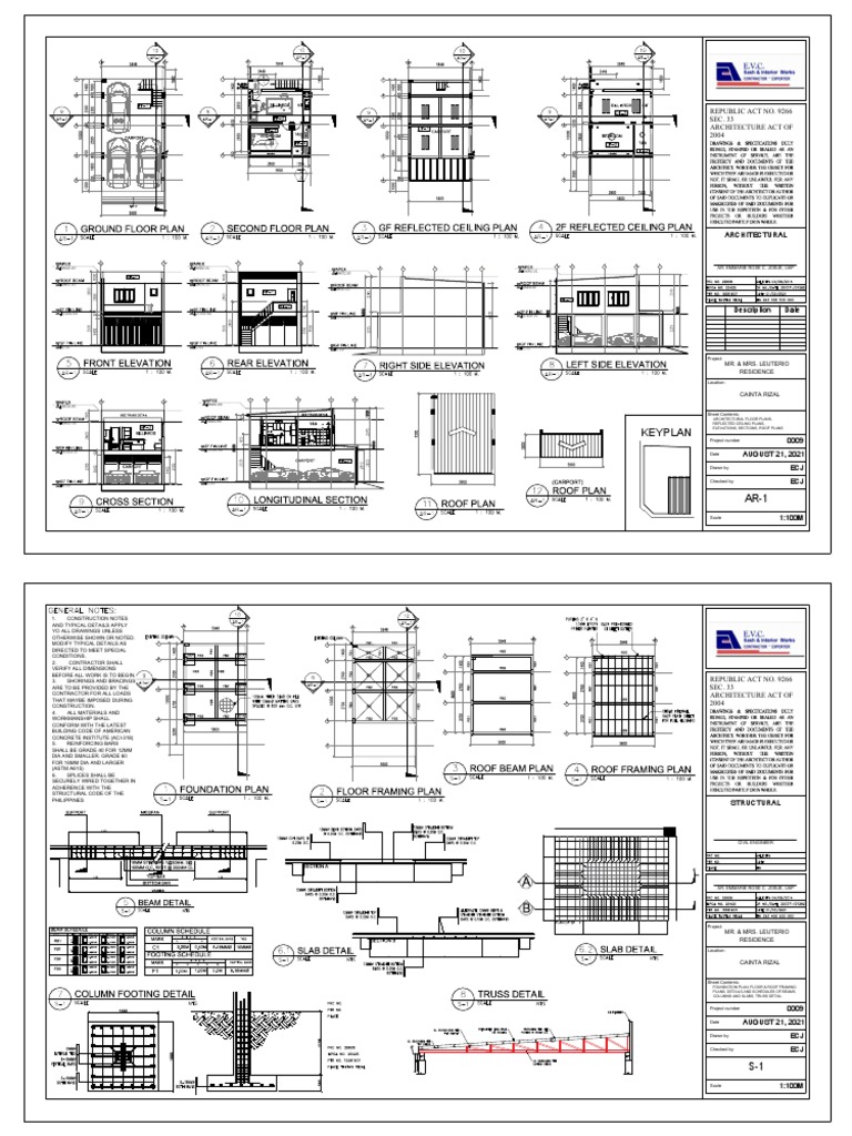 Ground Floor Plan Second Floor Plan GF Reflected Ceiling Plan 2F ...