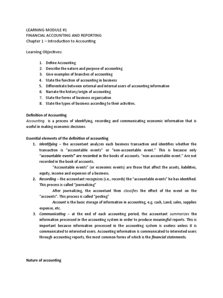 LEARNING MODULE-Financial Accounting and Reporting | PDF | Accounting ...