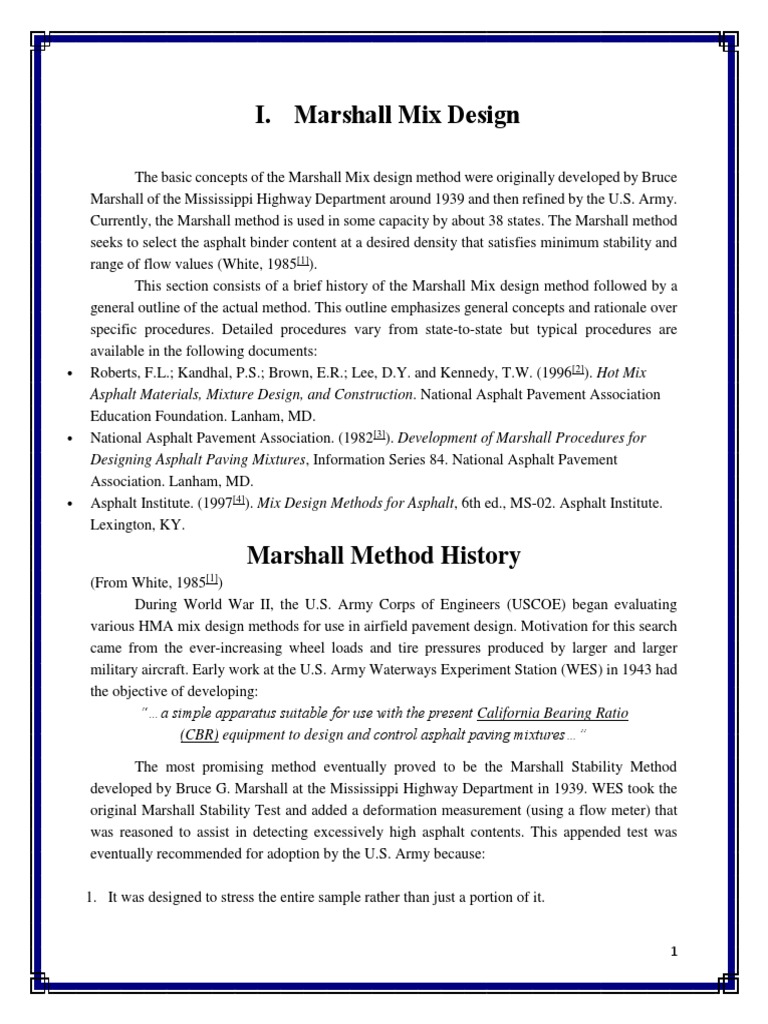 I. Marshall Mix Design | PDF | Road Surface | Asphalt