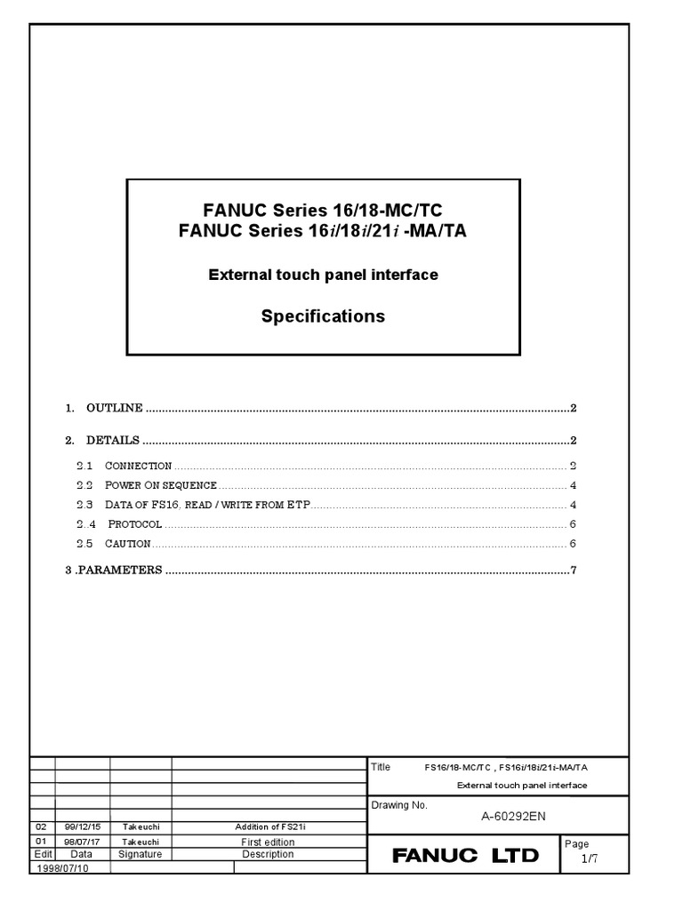 FANUC ETP Interface Specifications | PDF | Input/Output | Computer Data