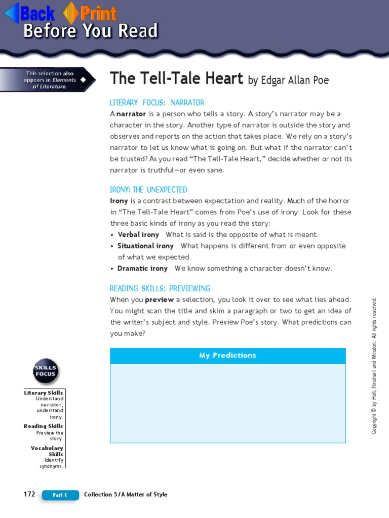 Tell Tale Heart - Text | PDF | Irony | Narration