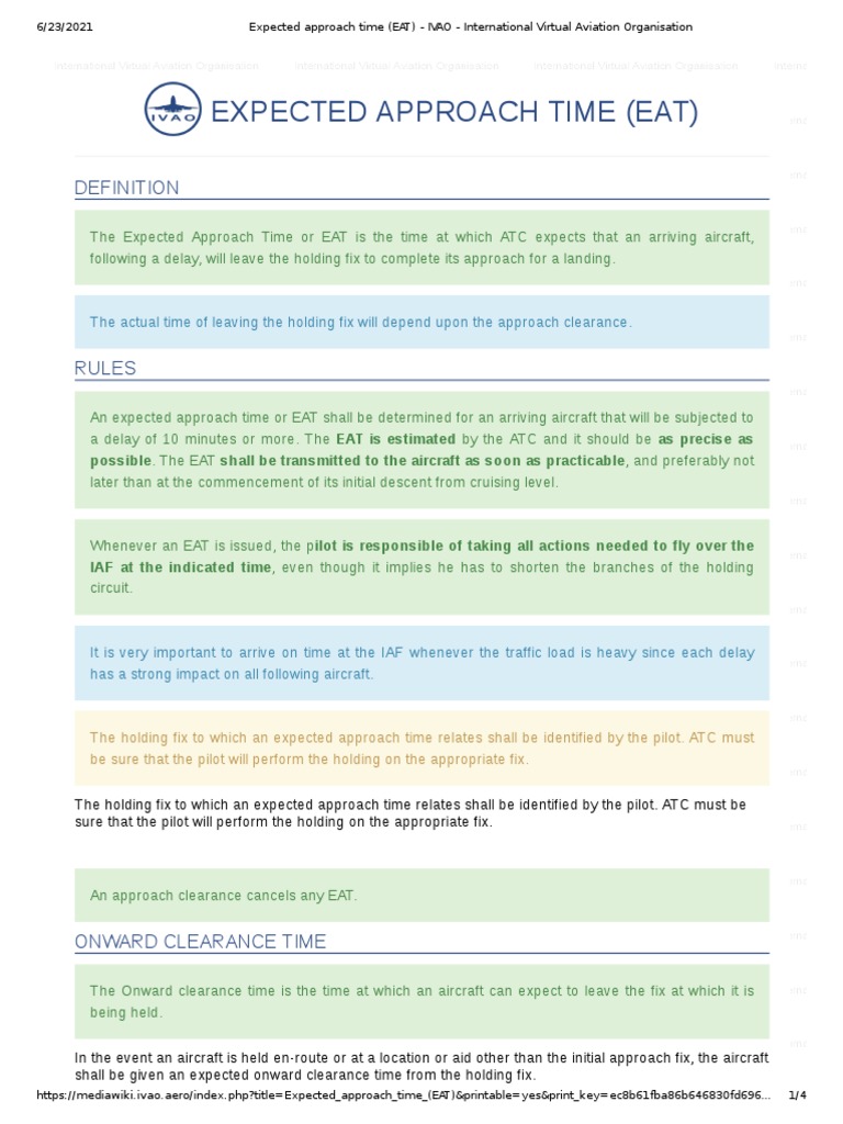 Expected Approach Time (EAT) | PDF | Air Traffic Control | Aircraft