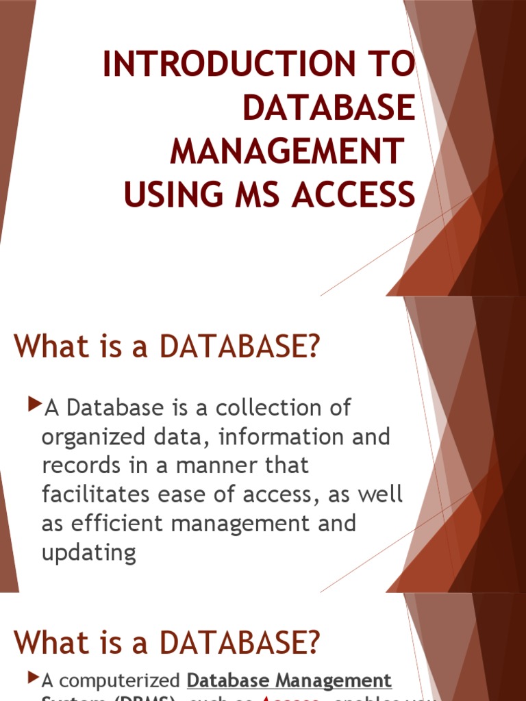 An Introduction to Database Management Using Microsoft Access | PDF | Databases | Relational ...