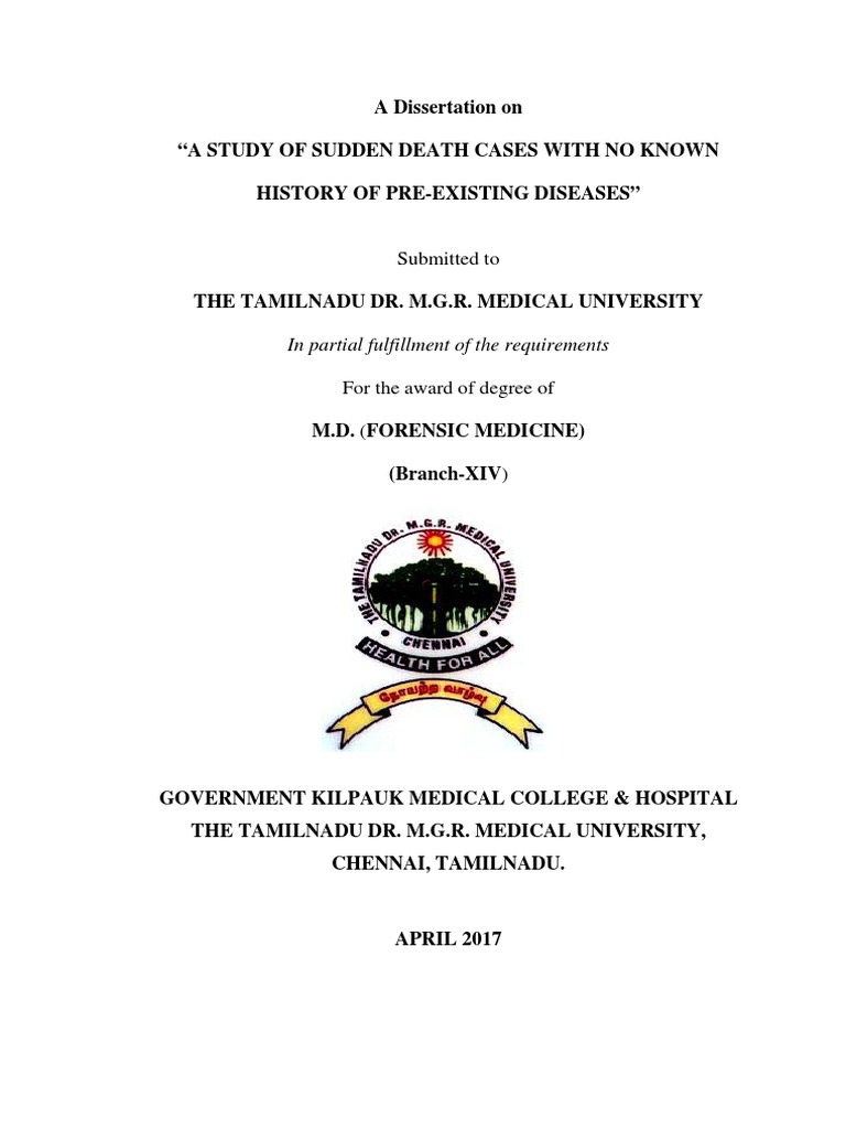 A Study of Sudden Death Cases with No Known History of Pre-Existing ...