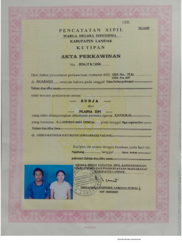 Akte Nikah Sunja | PDF