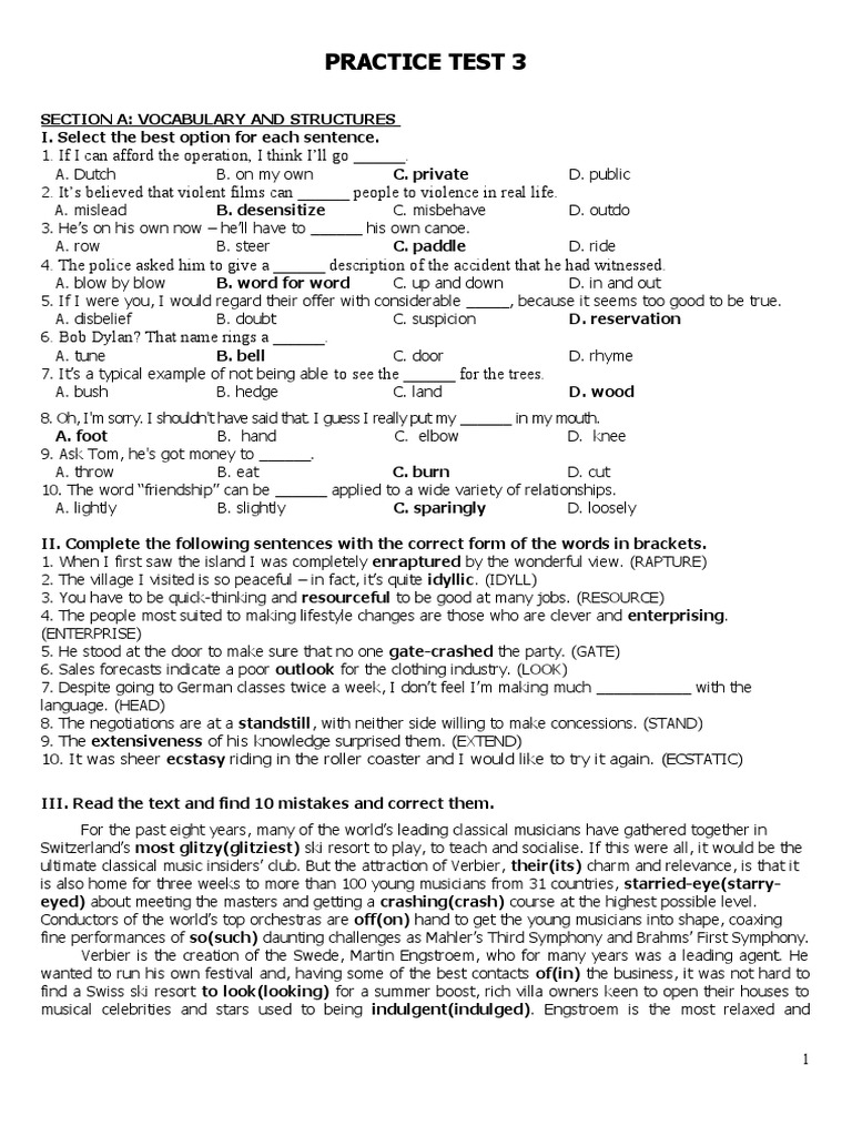 PRACTICE TEST A12 | PDF | Building Materials | Earth