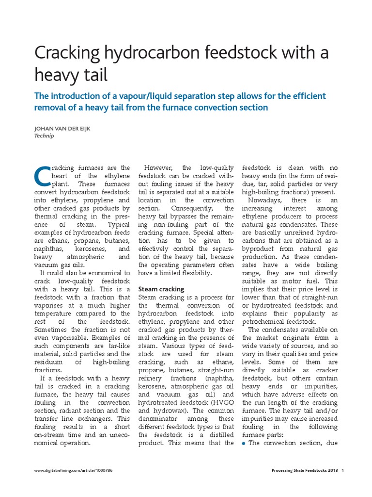 Cracking Hydrocarbon Feedstock With A Heavy Tail | PDF | Cracking ...
