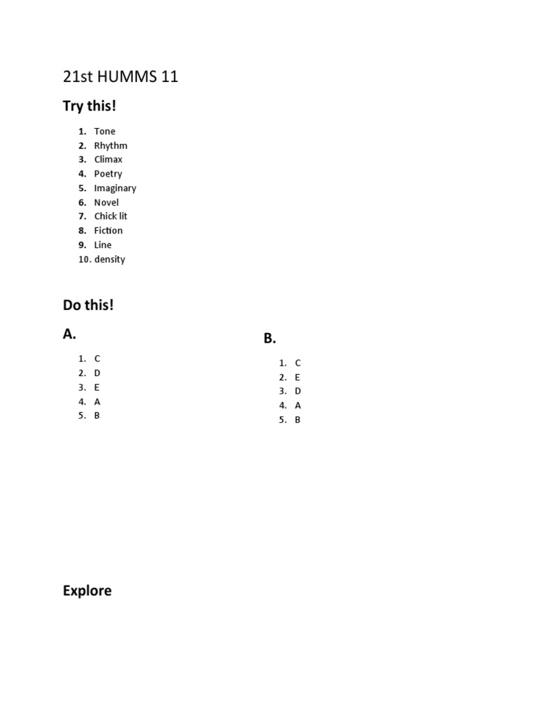 21st HUMMS 11: Try This! | Download Free PDF | Poetry | Genre
