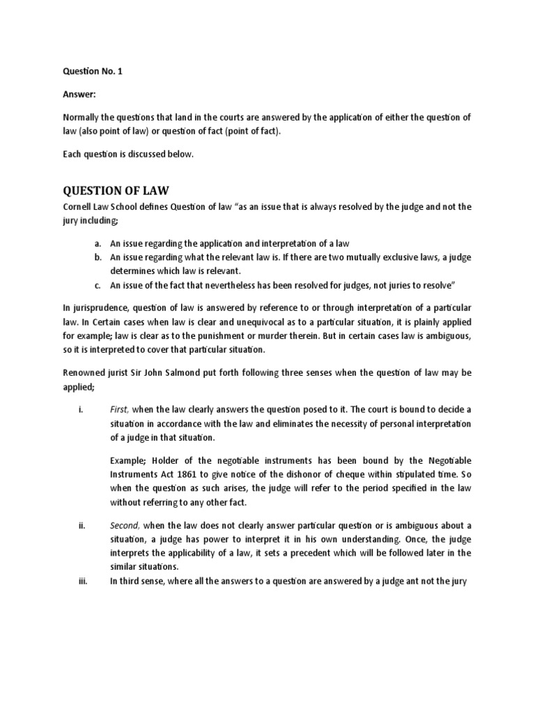 Question of Law Vs Fact | PDF | Question Of Law | Discretion