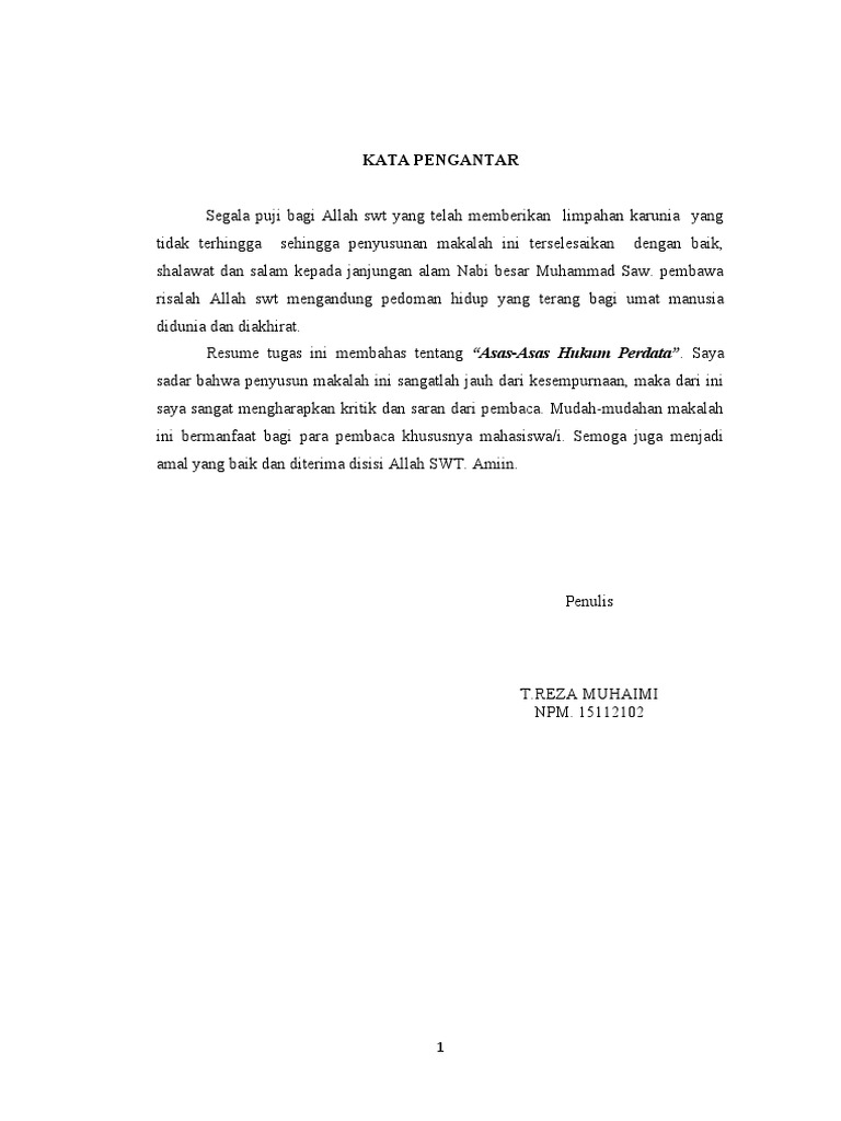 Asas Hukum Perdata 1 | PDF