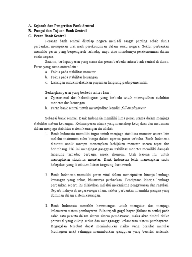 Peran, Tugas, Dan Wewenang Bank Sentral | PDF