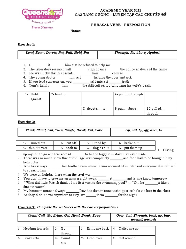 Lend, Draw, Devote, Put, Pull, Hold, Put Through, To, Above, Against | PDF