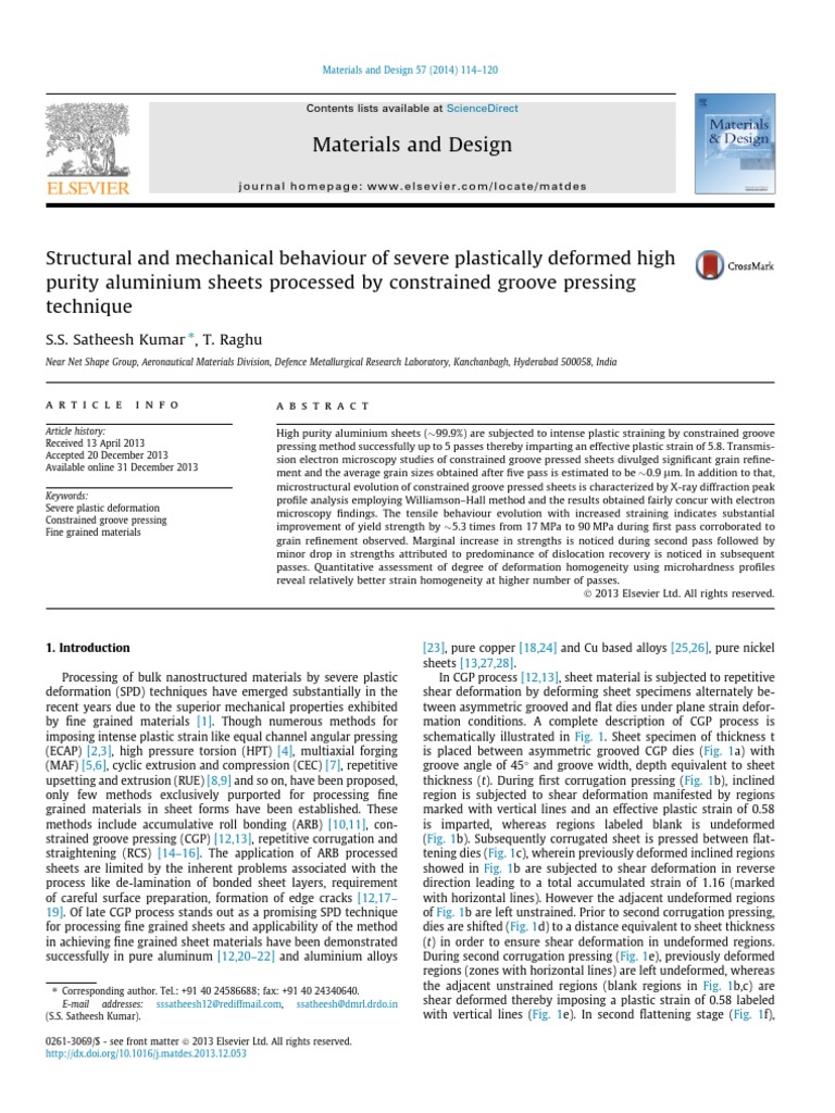 Structural and Mechanical Behaviour of Severe Plastically Deformed High ...