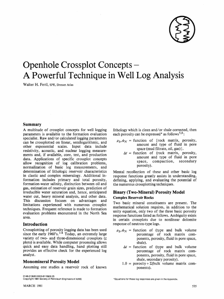 Openhole Crossplot Concepts - A Powerful Technique in Well Log Analysis ...