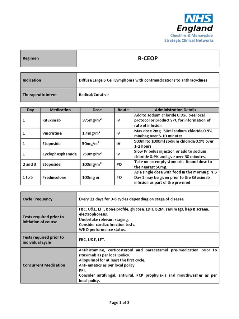 Protokol Rcheop | PDF | Chemotherapy | Medical Specialties