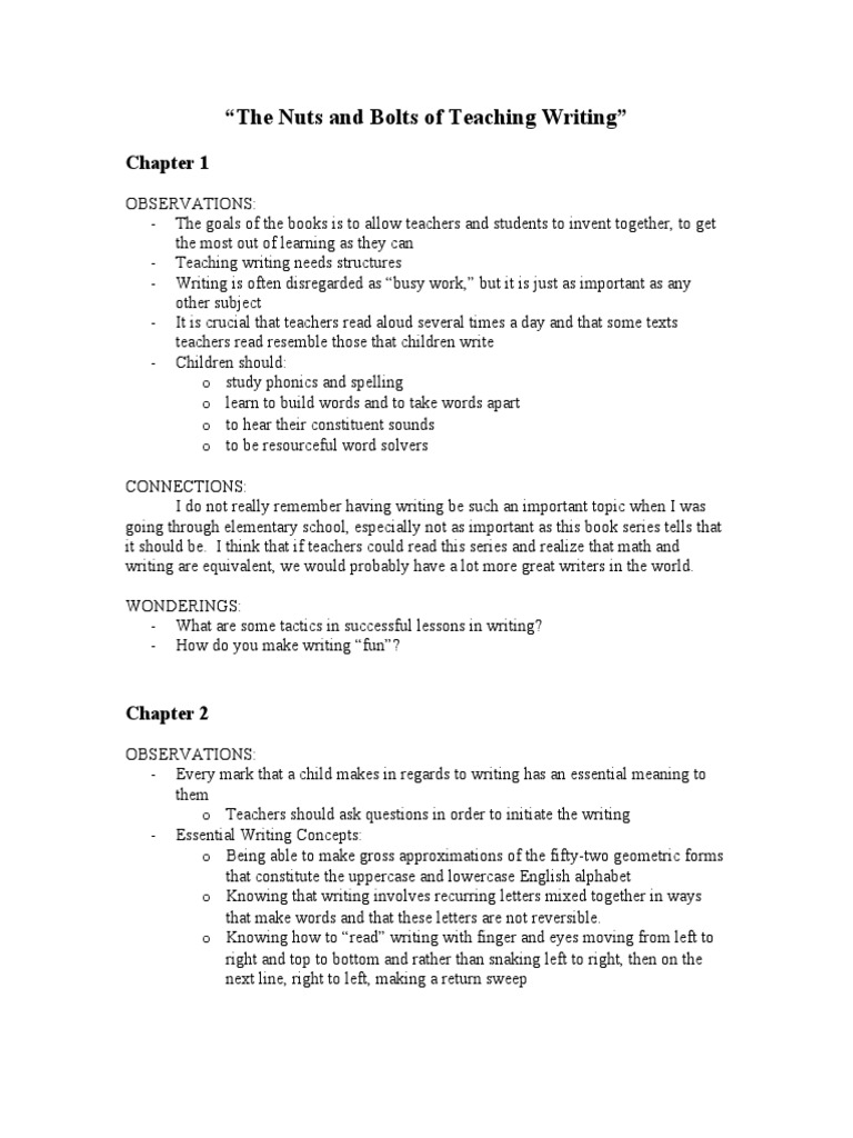 The Nuts and Bolts of Teaching Writing | PDF | English As A Second Or ...