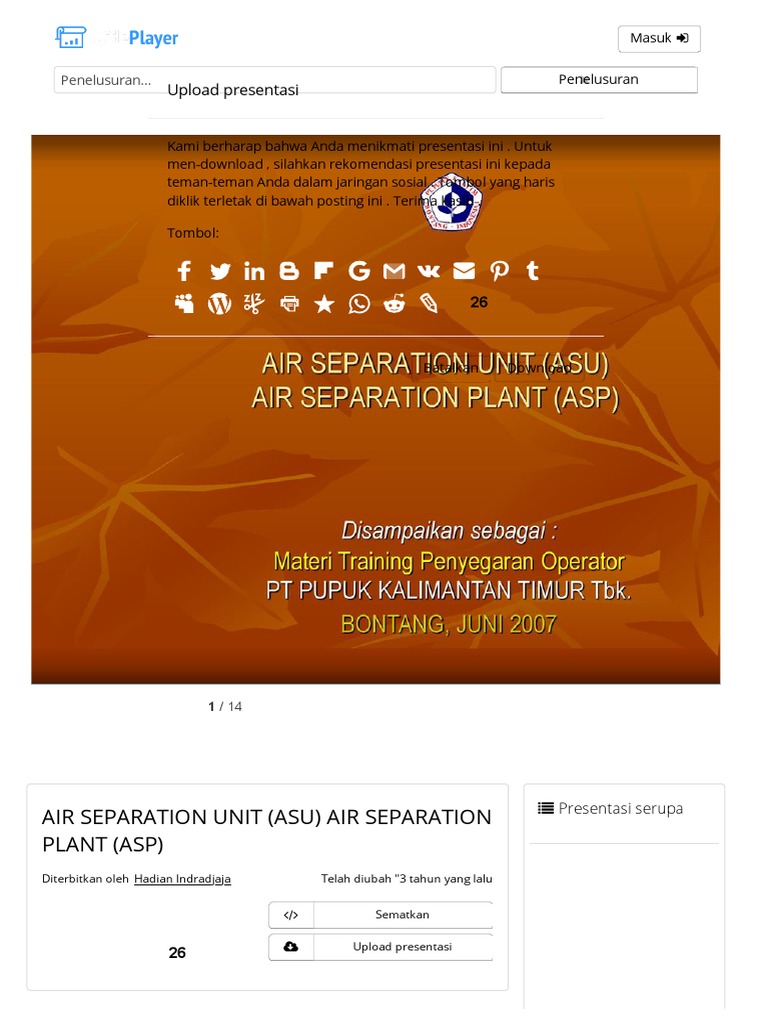 Air Separation Unit (Asu) Air Separation Plant (ASP) - PPT Download | PDF